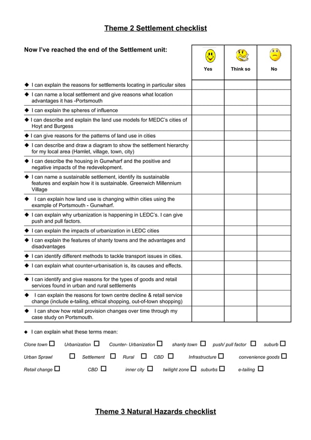 Gcse geography revision checklist | PDF