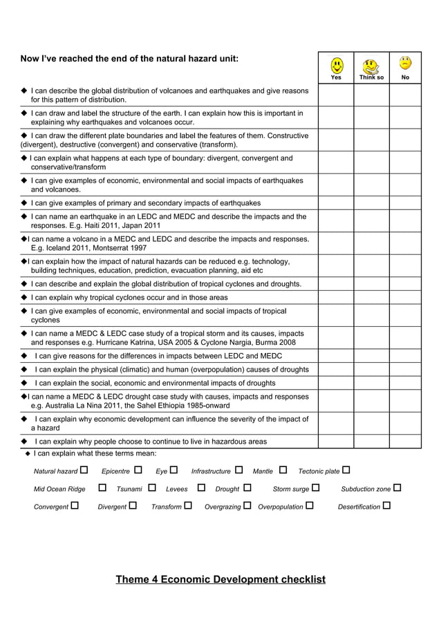 Gcse geography revision checklist | PDF