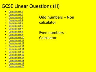 GCSE Linear Starters Higher | PPTX