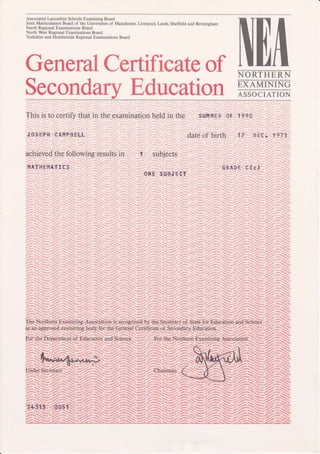 NORTHERN EXAMINING ASSOCIATION GCSE CERTIFICATE | PDF