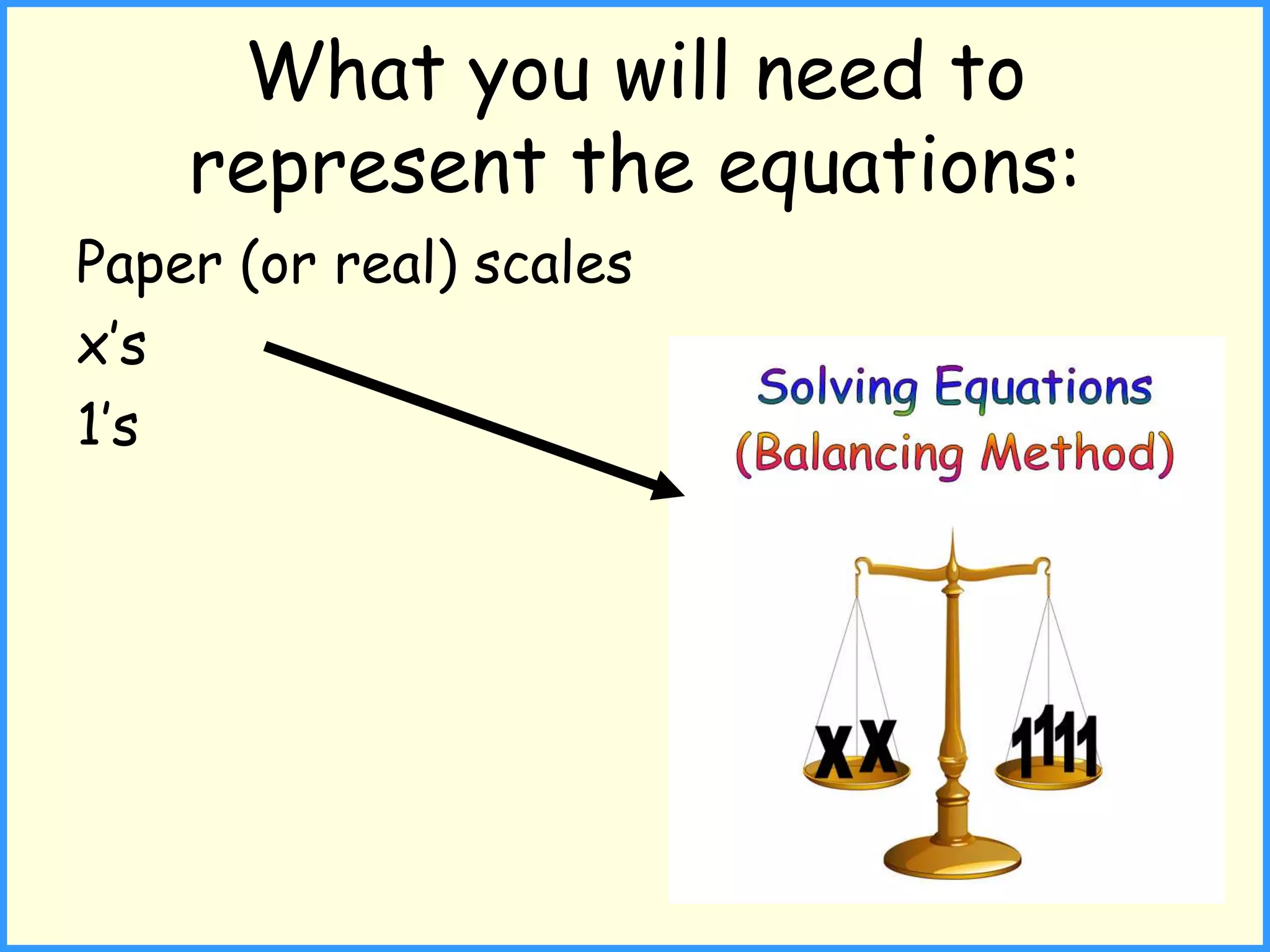 Solving equations using the balancing method | PPT