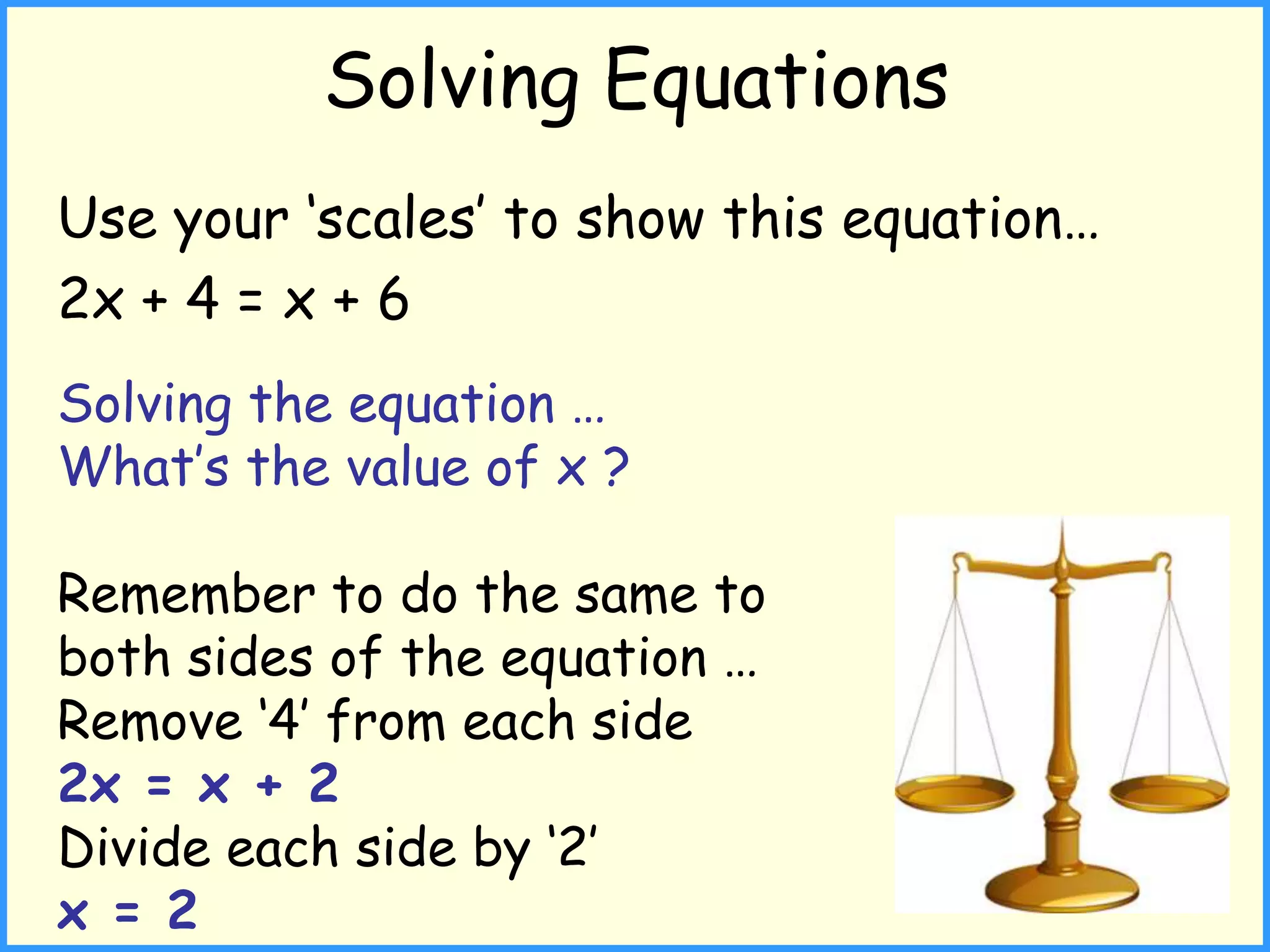 Solving equations using the balancing method | PPT