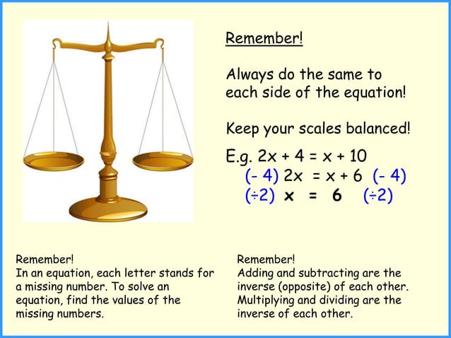 Solving equations using the balancing method | PPT