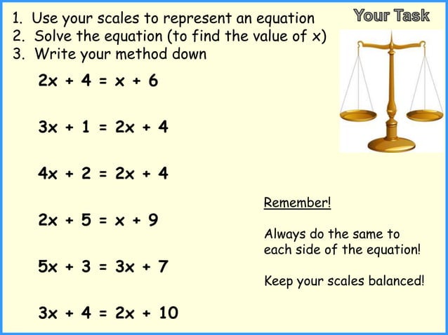 Solving equations using the balancing method | PPT