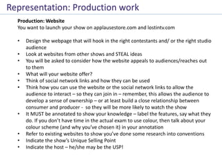 Gcse media production tasks2 | PPTX