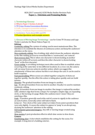 OCR GCSE media studies revision pack 1 | DOCX