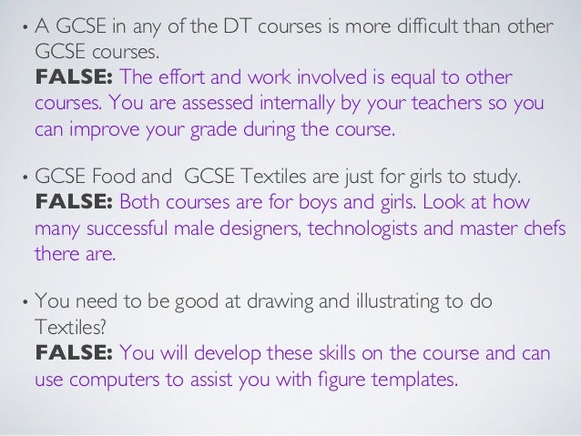 GCSE DT Options Slideshow January 2013