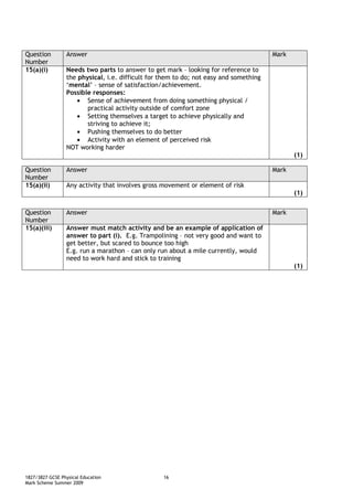 GCSE PE Mark Scheme Summer | PDF