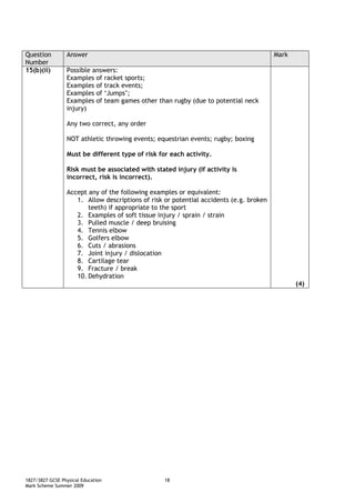 GCSE PE Mark Scheme Summer | PDF