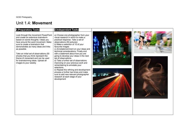 Gcse photography movement | DOCX