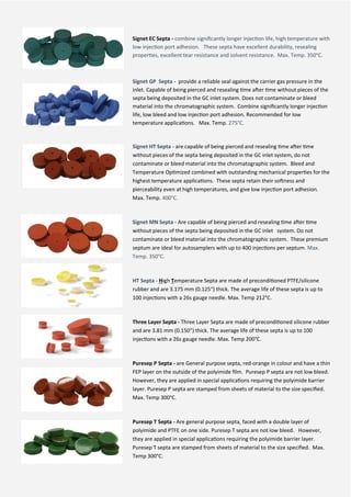 Greyhound Chromatography Gas Chromatography (GC) Septa 2020 | PDF
