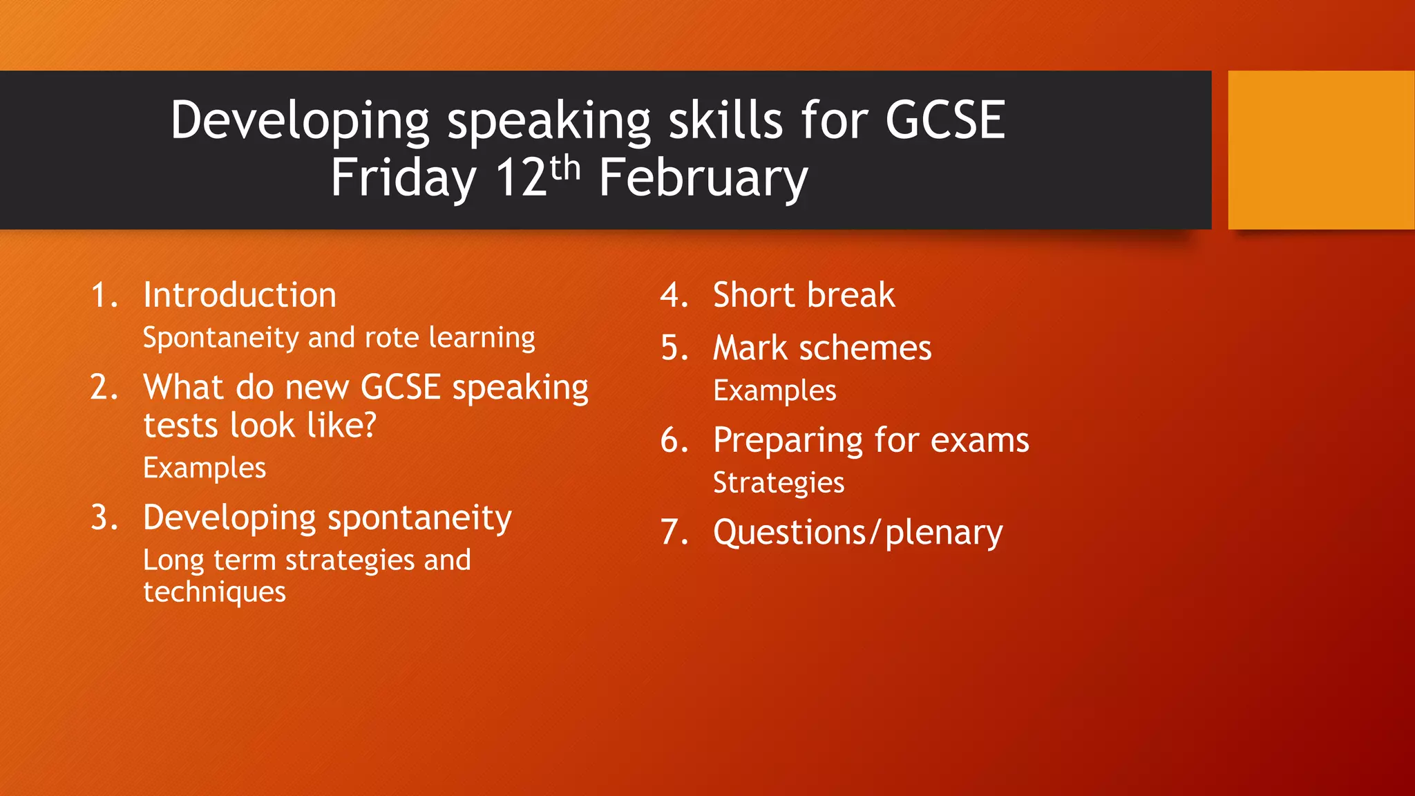 GCSE speaking ppt | PPT