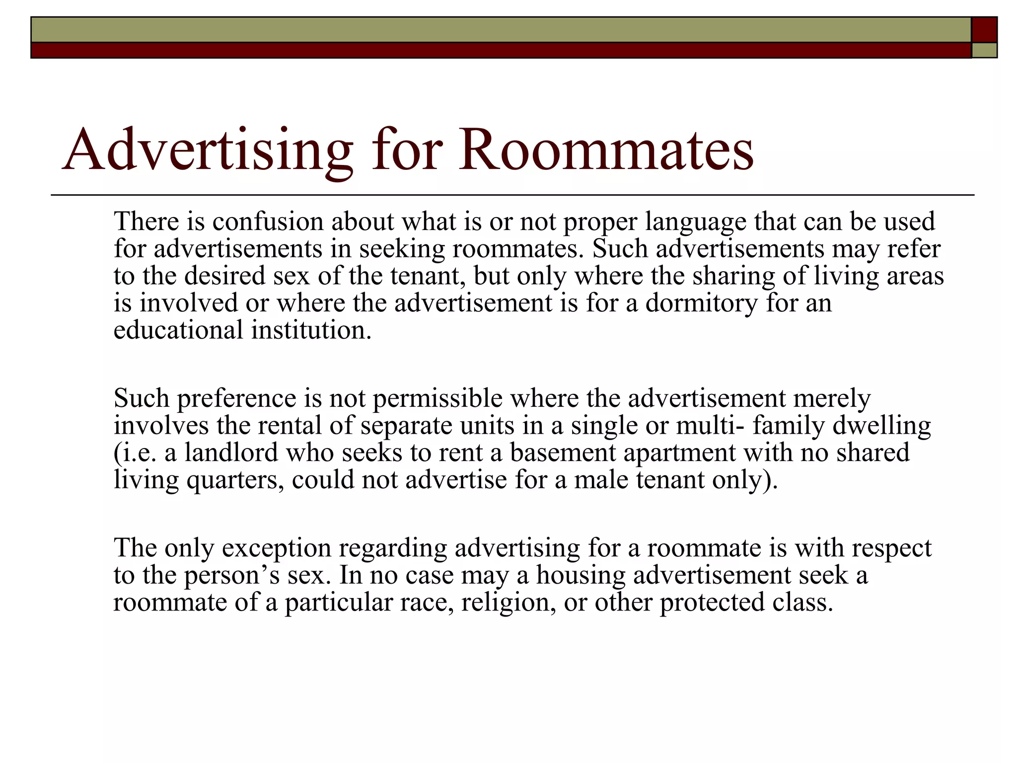 Fair Housing and Internet Advertising | PPT