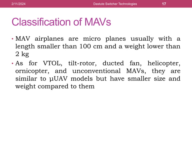 UAV CATEGORIES CLASSIFICATION, TYPES USES | PPTX