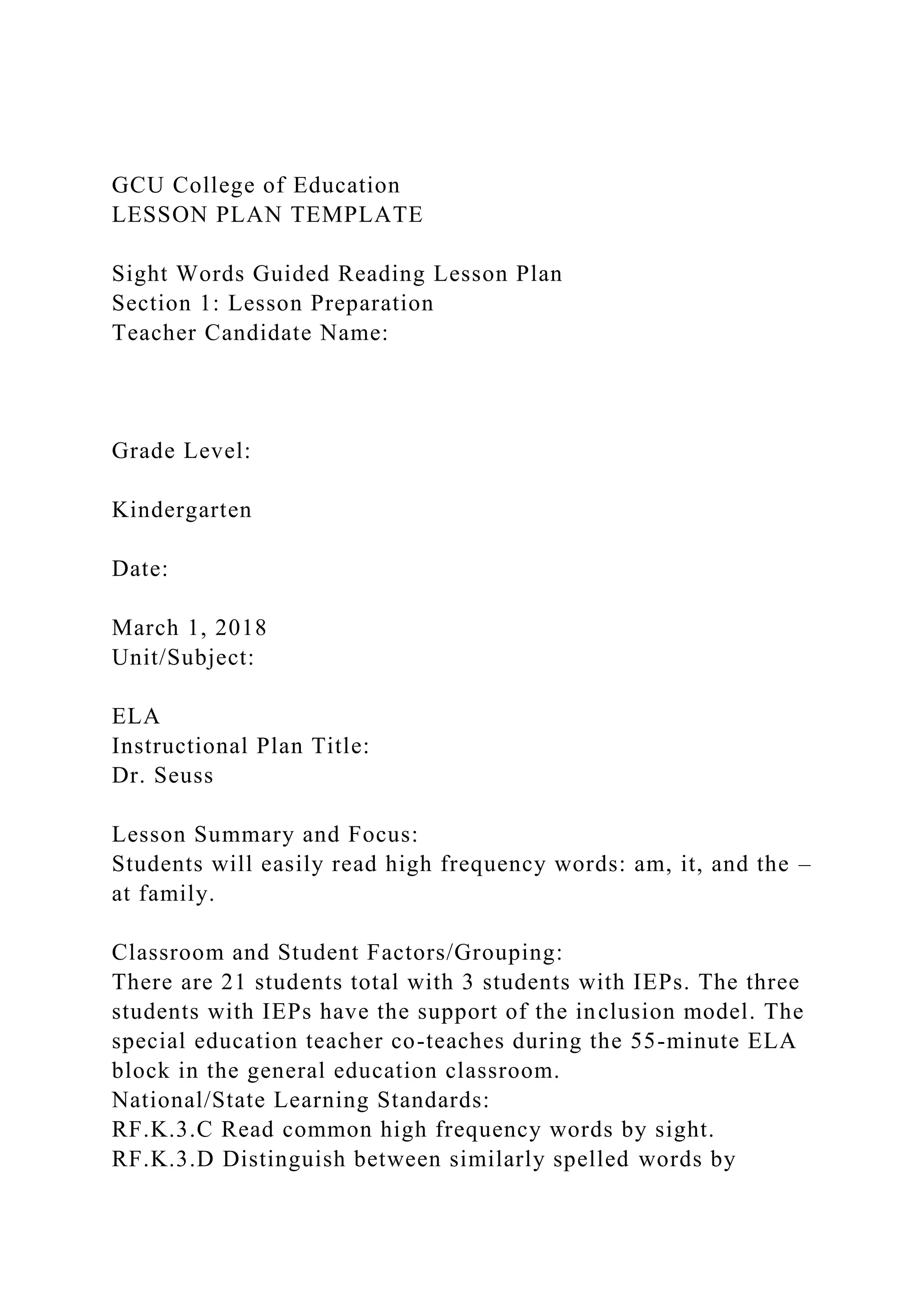 GCU College of EducationLESSON PLAN TEMPLATESight Words Guid.docx