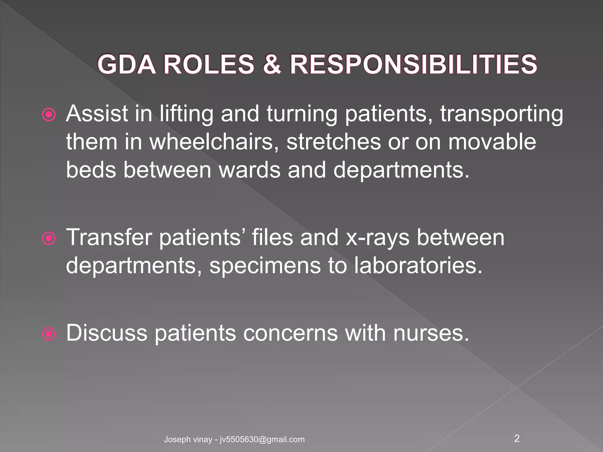 ROLES & RESPONSIBILITIES OF A GENERAL DUTY ASSISTANT | PPTX