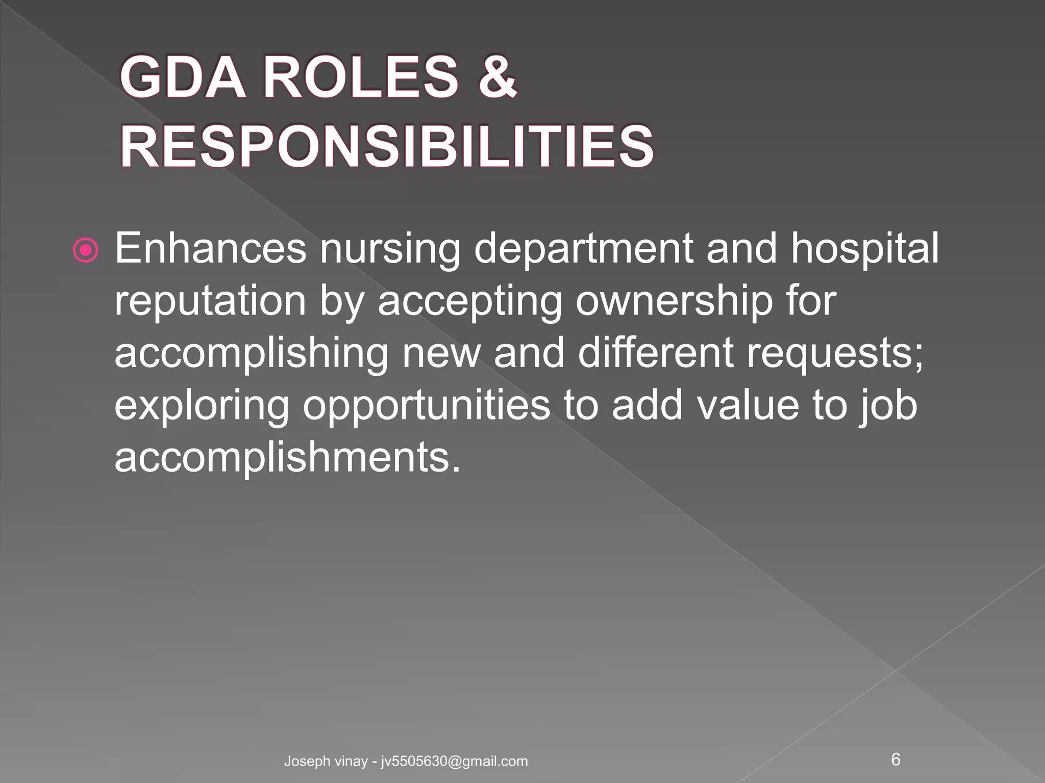 ROLES & RESPONSIBILITIES OF A GENERAL DUTY ASSISTANT | PPTX