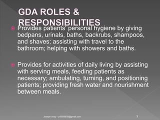 ROLES & RESPONSIBILITIES OF A GENERAL DUTY ASSISTANT | PPTX