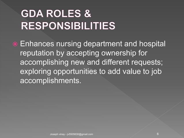 ROLES & RESPONSIBILITIES OF A GENERAL DUTY ASSISTANT | PPTX