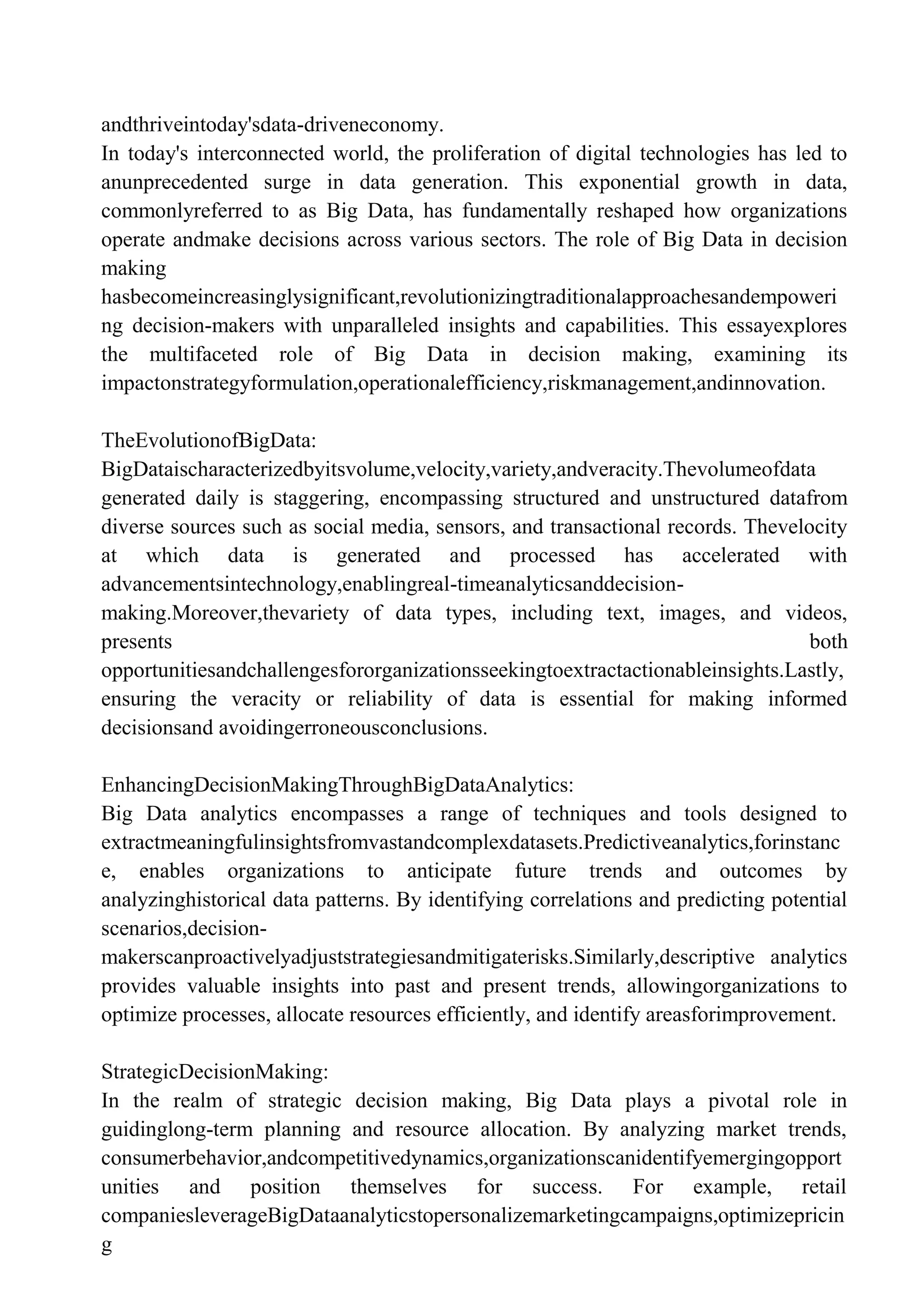 The role of big data in decision making. | DOCX