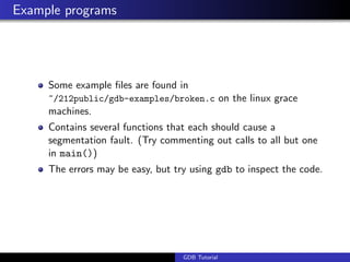 Gdb tutorial-handout | PDF