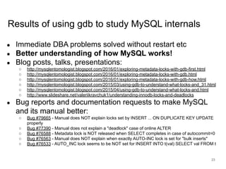 Gdb basics for my sql db as (percona live europe 2019) | PPT