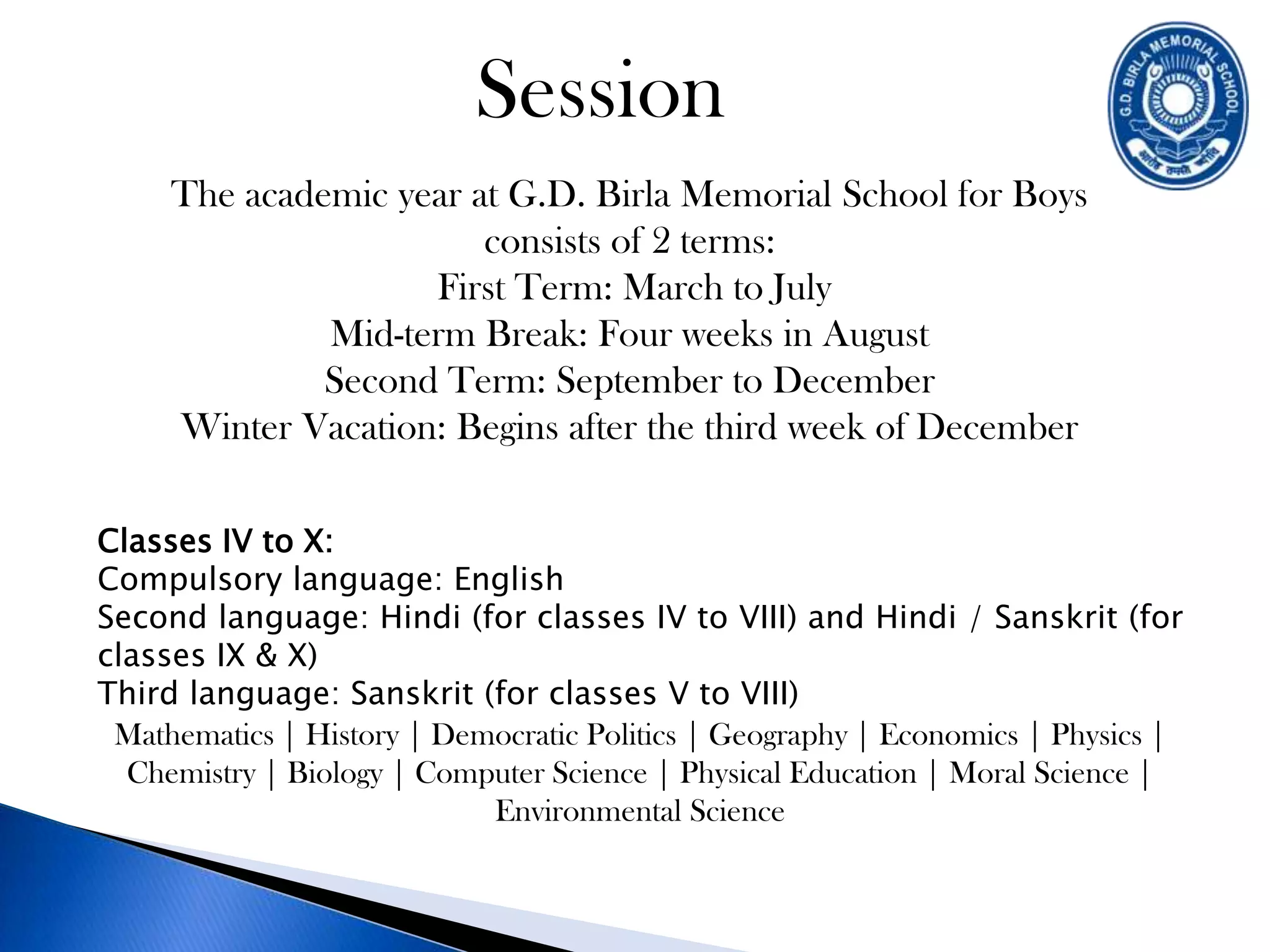 G. D. Birla Memorial School for Boys | PPTX | Professional School | Postgraduate Education