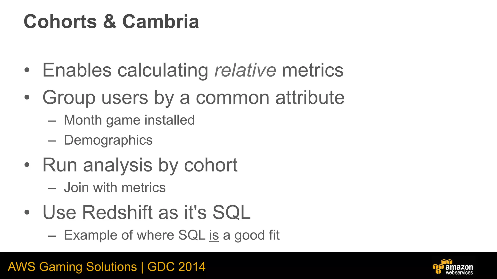 AWS Game Analytics - GDC 2014 | PPT