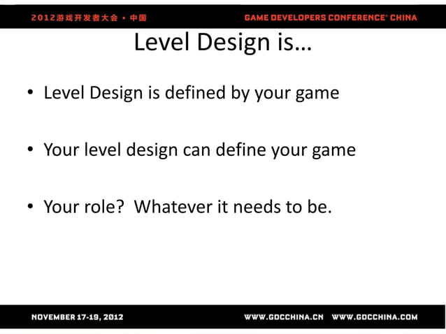 Level Design Workshop - GDC China 2012 | PPTX