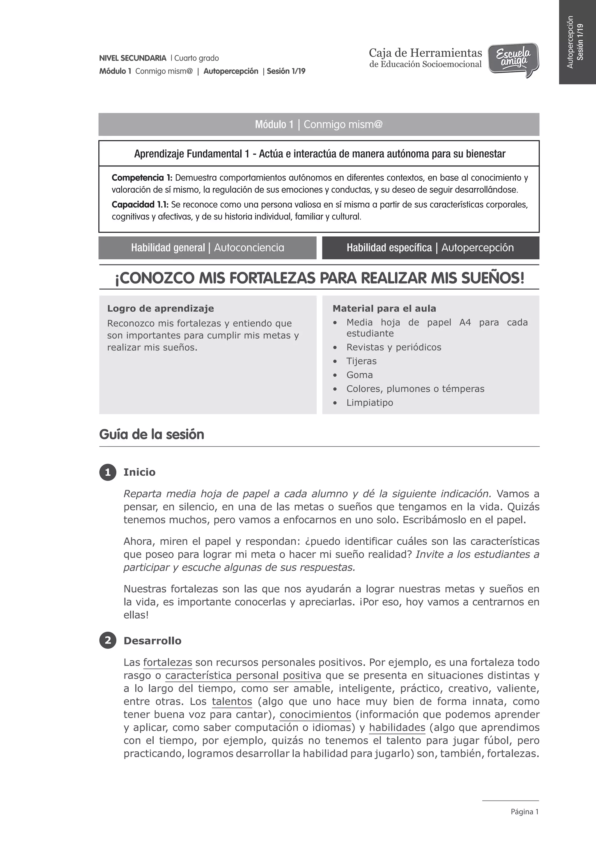 Sesiones de tutoría de cuarto grado de secundaria | PDF