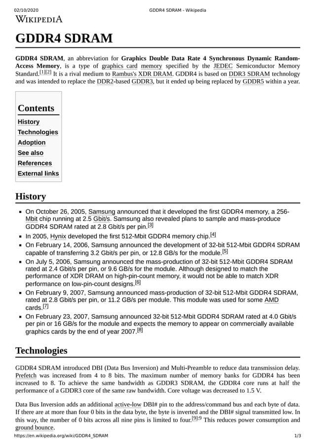 GDDR4 SDRAM : Notes | PDF