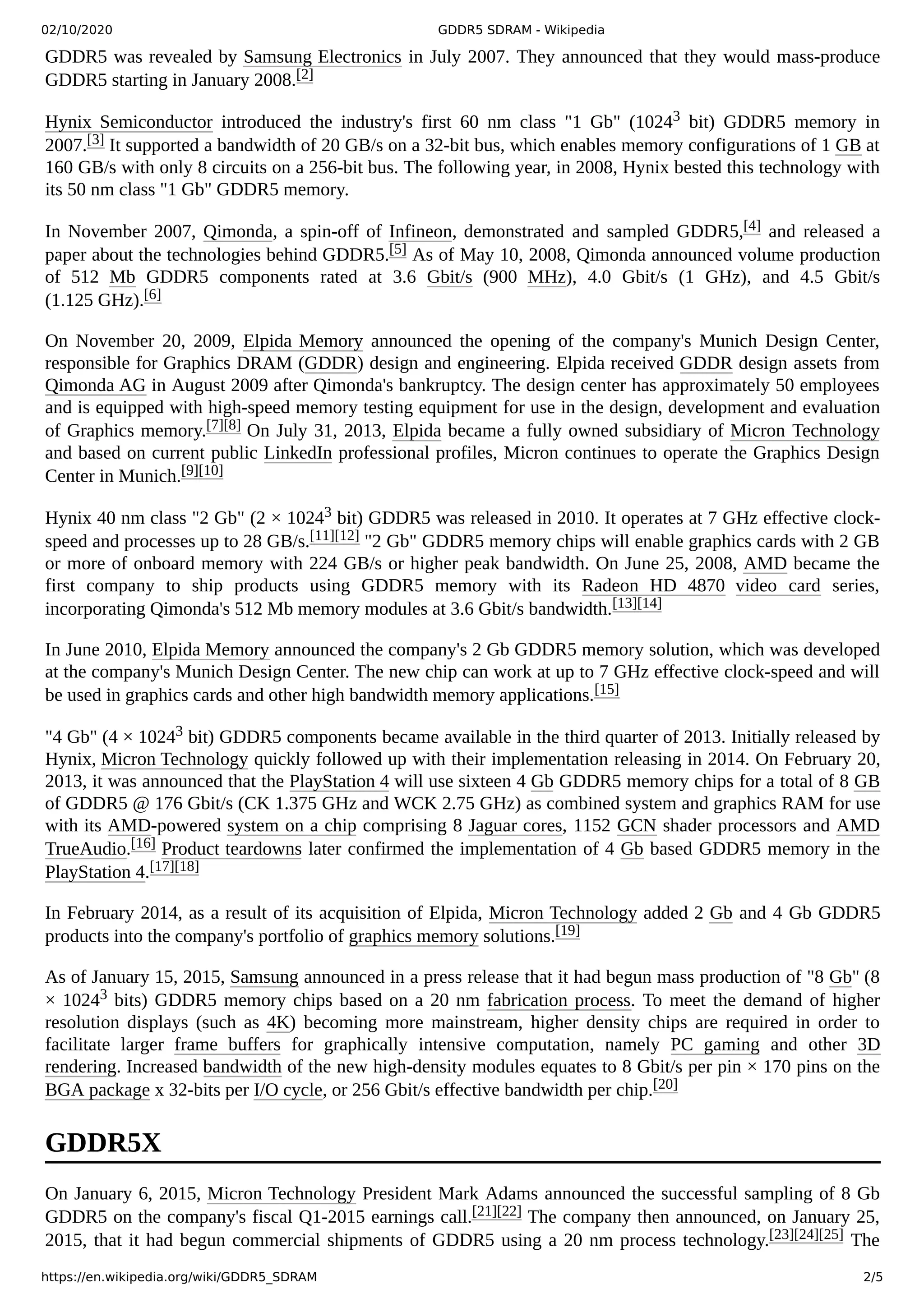 GDDR5 SDRAM : Notes | PDF