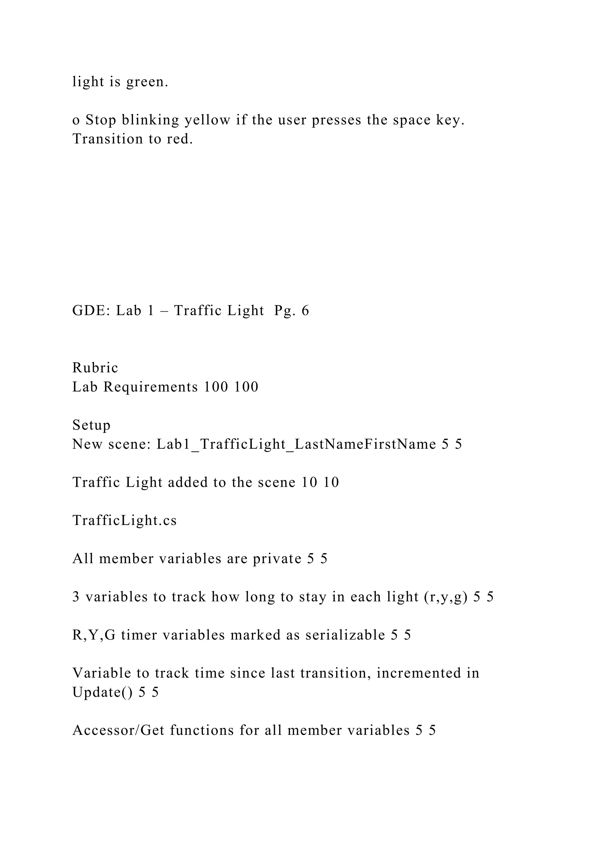 GDE Lab 1 – Traffic Light Pg. 1 Lab 1 Traffic L.docx