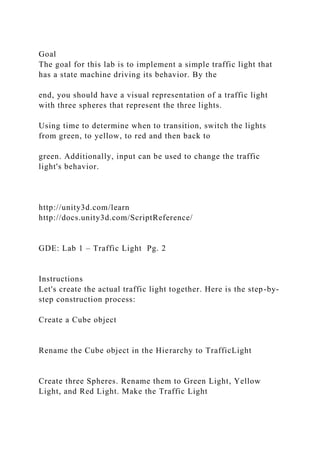 GDE Lab 1 – Traffic Light Pg. 1 Lab 1 Traffic L.docx