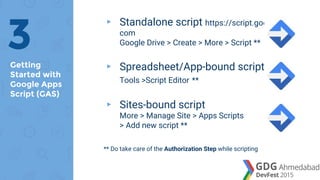 Extending Google Apps/Spreadsheet using Google Apps Script | PPT