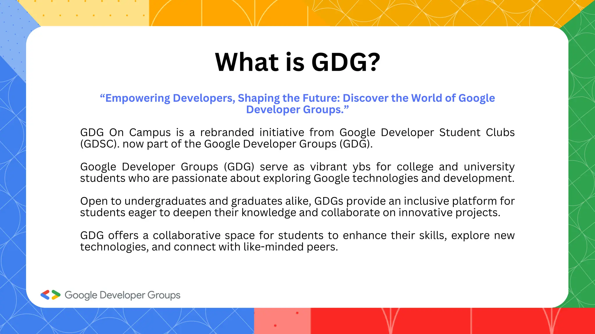 GDG Intro_GDGonCampusChitkaraUniversitypdf | PDF | Web Development ...