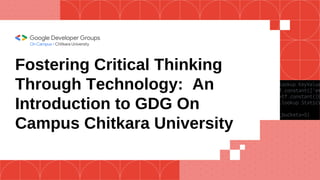 GDG Intro_GDGonCampusChitkaraUniversitypdf | PDF | Web Development ...