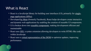 GDG Workshop on React (By Aakanksha Rai) | PPT