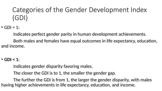 Gender Development Index (GDI): Measures, Categories | PPTX | Debated ...