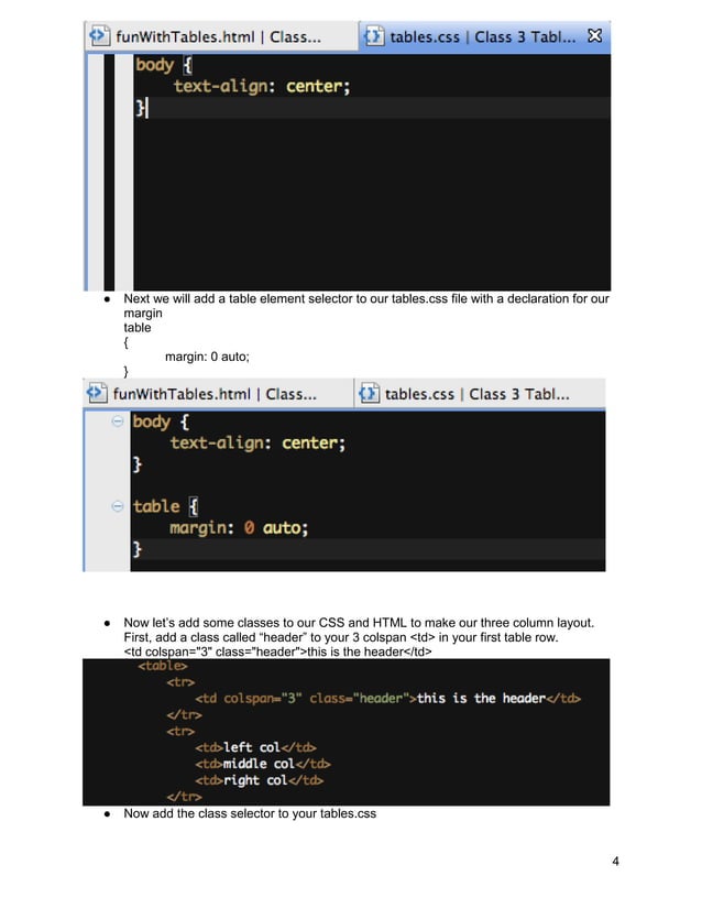 Class 3 Intro to HTML/ CSS Gdi cincinnati create a table layout with html (aptana) | PDF