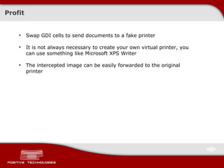 Intercepting Windows Printing by Modifying GDI Subsystem | PPT
