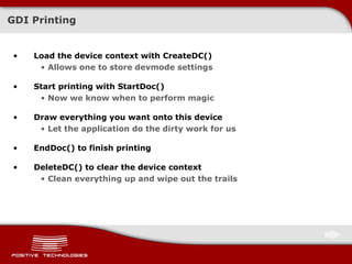 Intercepting Windows Printing by Modifying GDI Subsystem | PPT