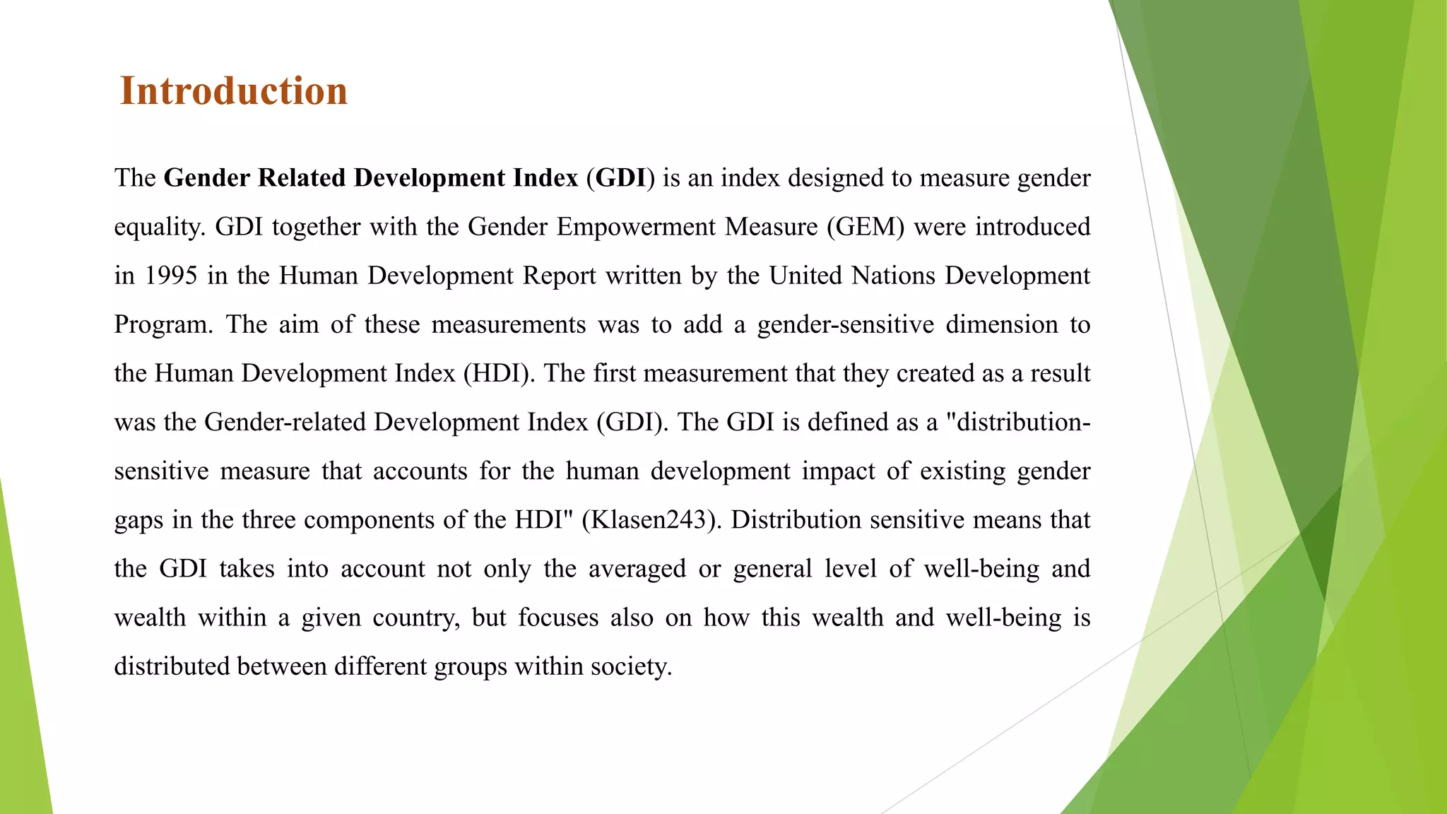 Gender related Development Index (GDI) | PPTX