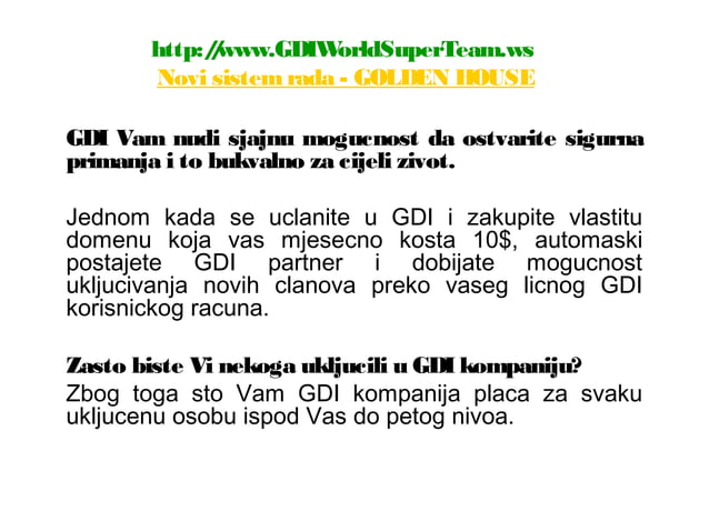 GDI - "GOLDEN HOUSE" | PPT | Free Download