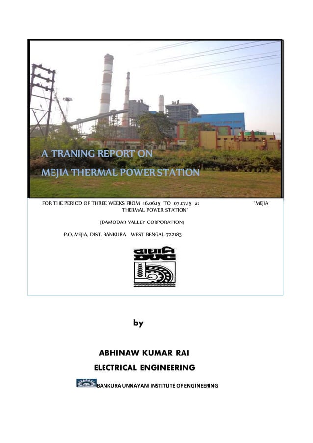 MEJIA THERMAL POWER STATION VT REPORT | DOCX | Chemistry | Science