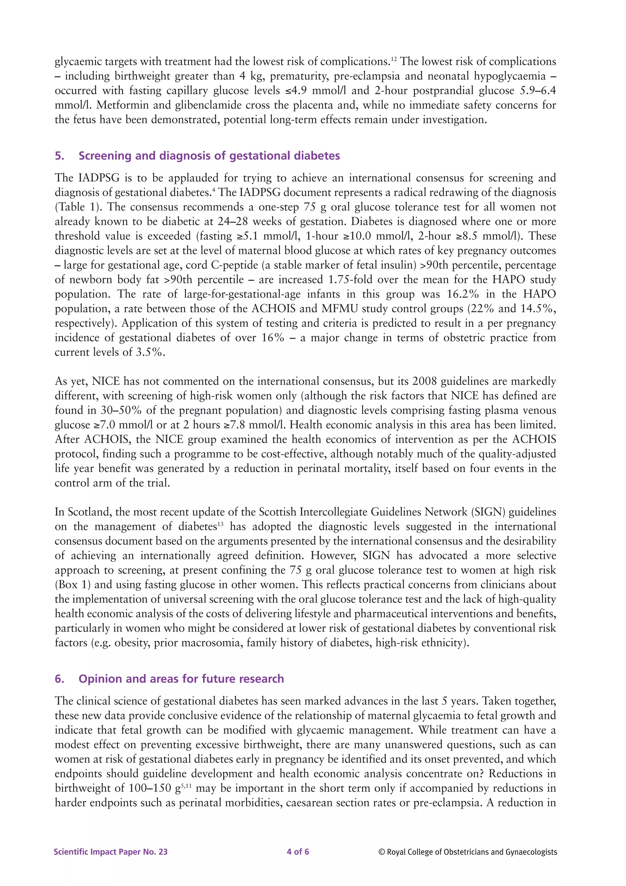Gdm rcog diagnosis and treatment of gestational diabetes 2011 | PDF