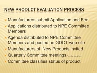 Gdot new product evaluation presentation quarterly meeting 090313 acec ...