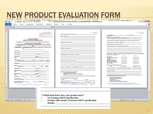 Gdot new product evaluation presentation quarterly meeting 090313 acec ...