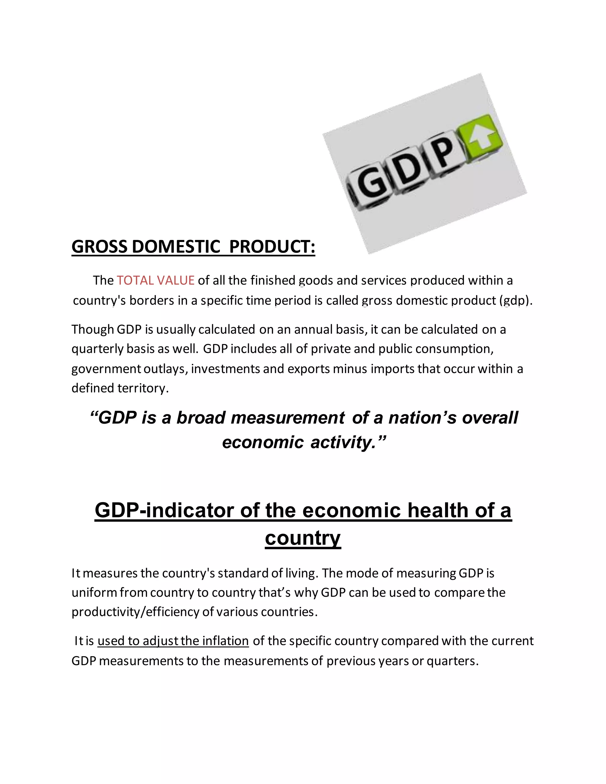 GROSS DOMESTIC PRODUCT (GDP) | DOCX | Economy | Business and Finance
