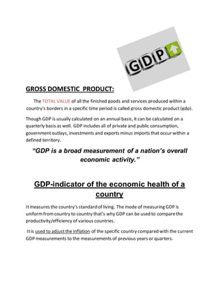 GROSS DOMESTIC PRODUCT (GDP) | DOCX | Economy | Business and Finance